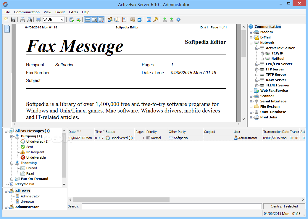 ActiveFax to send and receive fax messages | Softlist